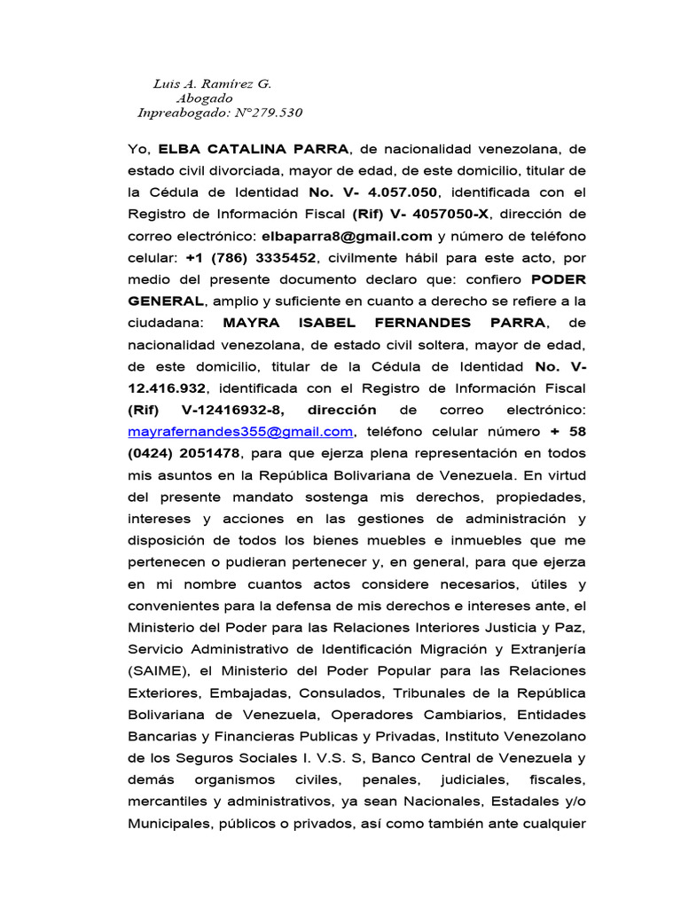 Poder Elba Parra | PDF | Cheque | Bancos