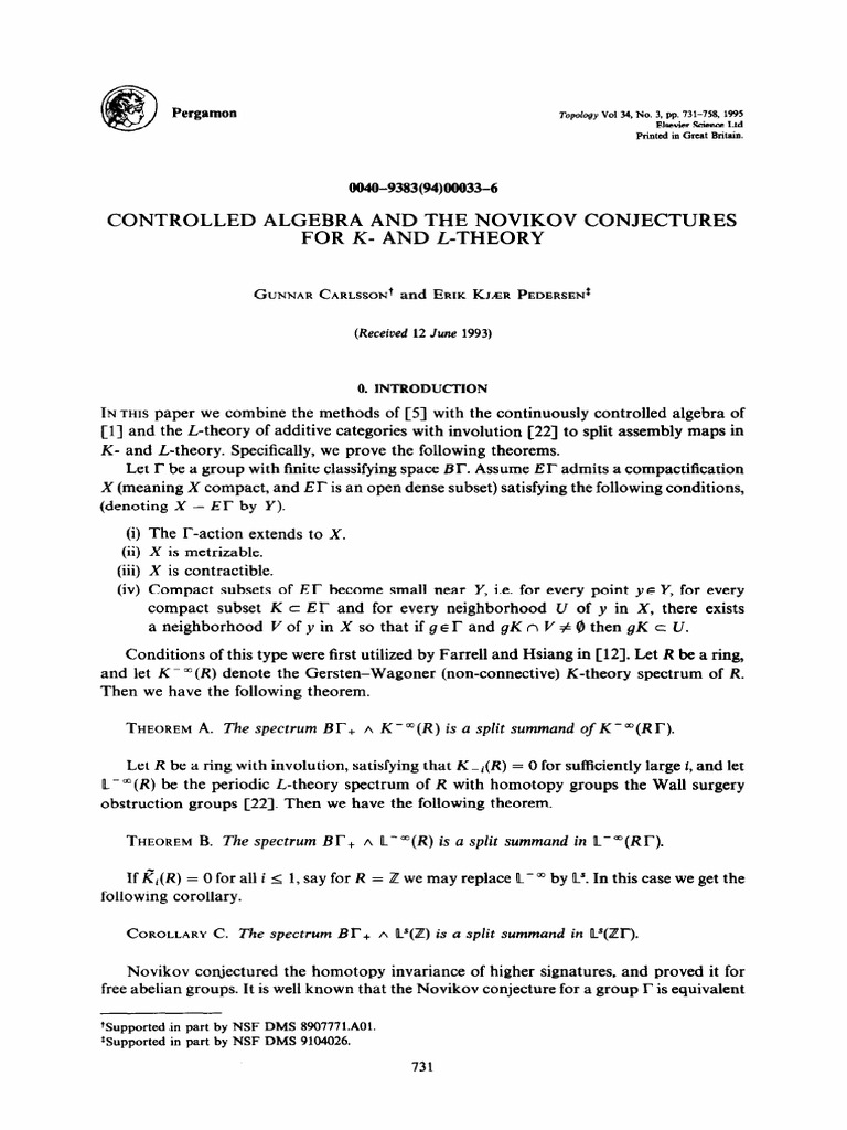 Ltheory and Novikov Conjecture | PDF | Category Theory | Abstract Algebra