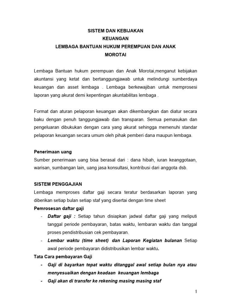 SOP Keuangan LBH 2024 | PDF