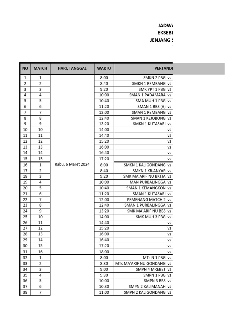 Bagan & Jadwal Pertandingan Fix(1) | PDF