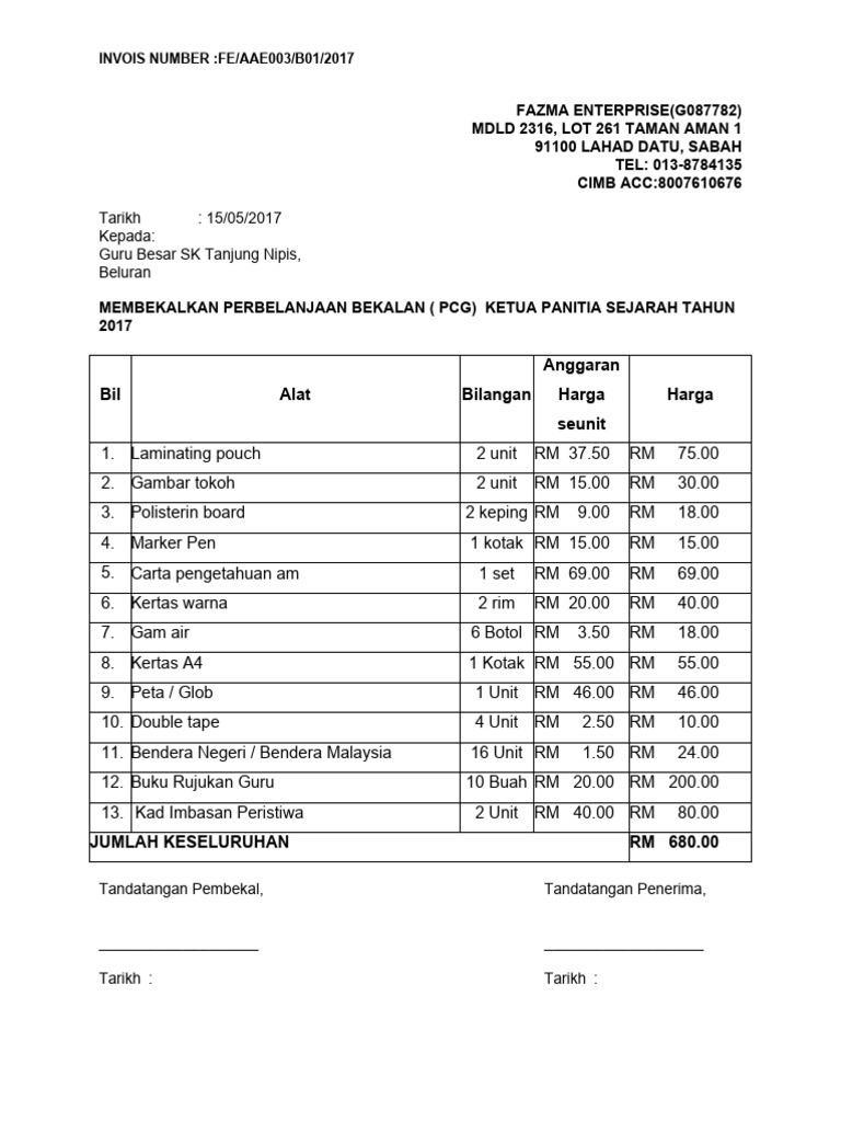Invois Sejarah | PDF