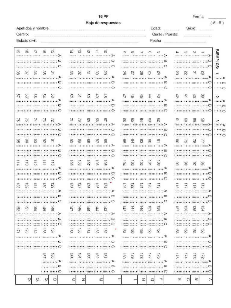 Hoja de Respuesta 16PF | PDF