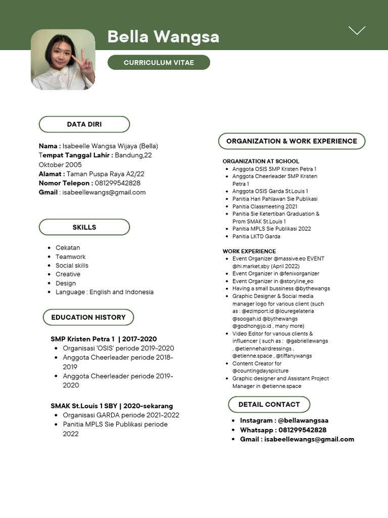 CV Bella Wangsa | PDF | World Wide Web | Internet & Web