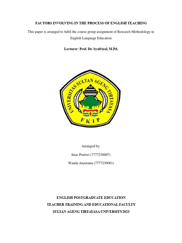 Group 2 Factors Involving In The Process Of English Teaching Pdf