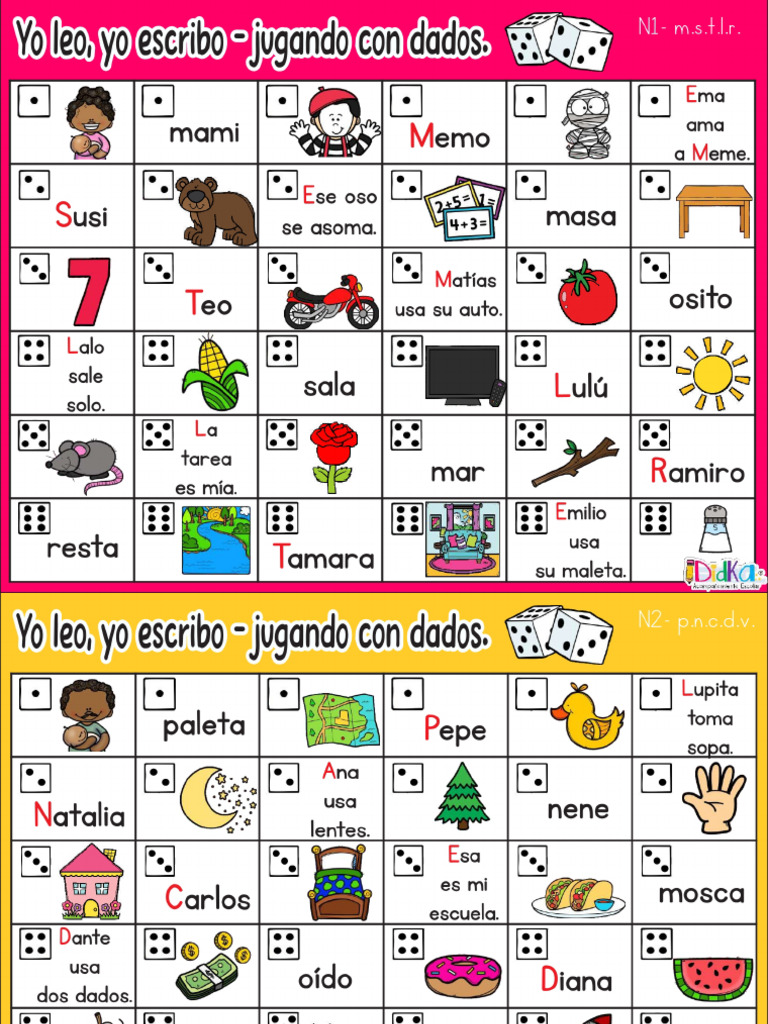 Juego para Leer y Escribir Palabras y Oraciones | PDF