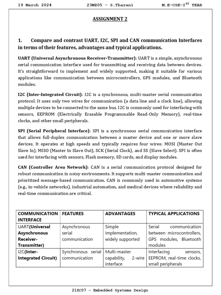 ASSIGNMENT5 | PDF | Microcontroller | Embedded System