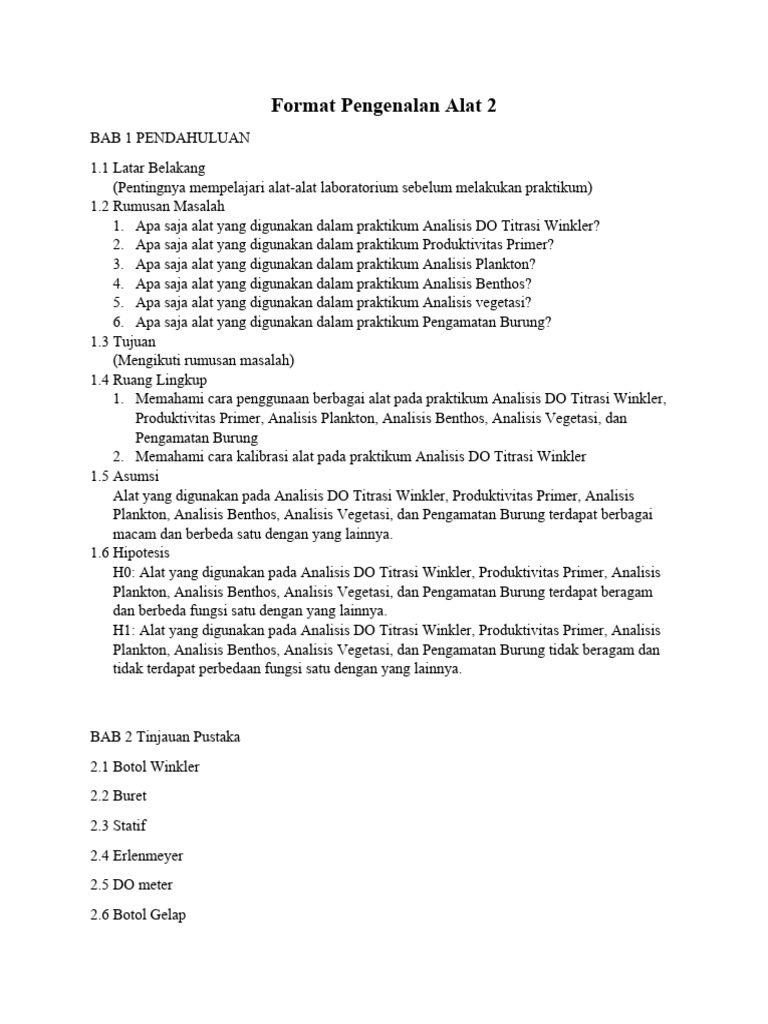 Format Pengenalan Alat 2 Fix | PDF