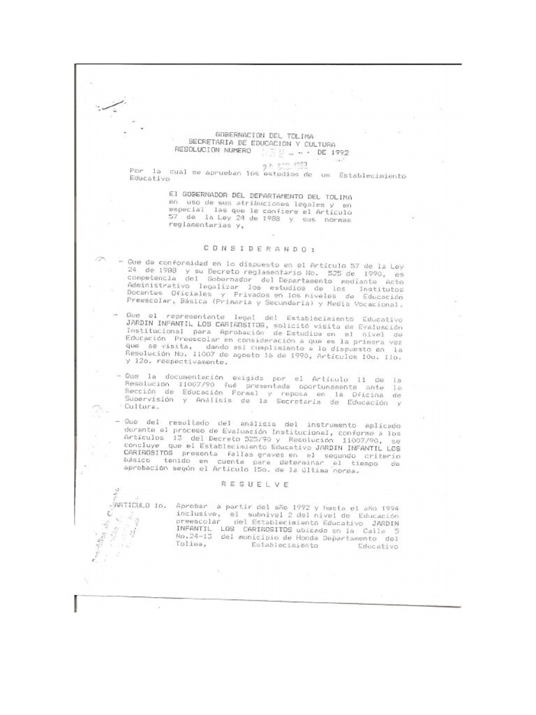 Resolucion Aprobacion de Estudios #639 | PDF