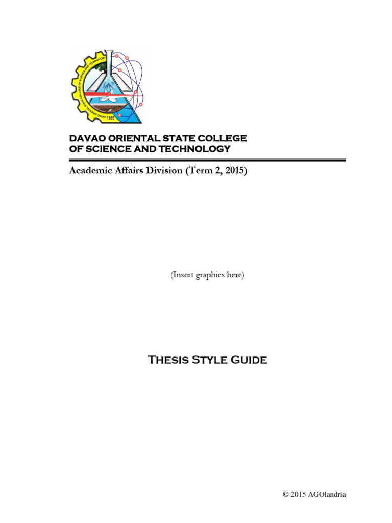 DOSCST Thesis Style Guide 111915e | PDF | Thesis | Paragraph