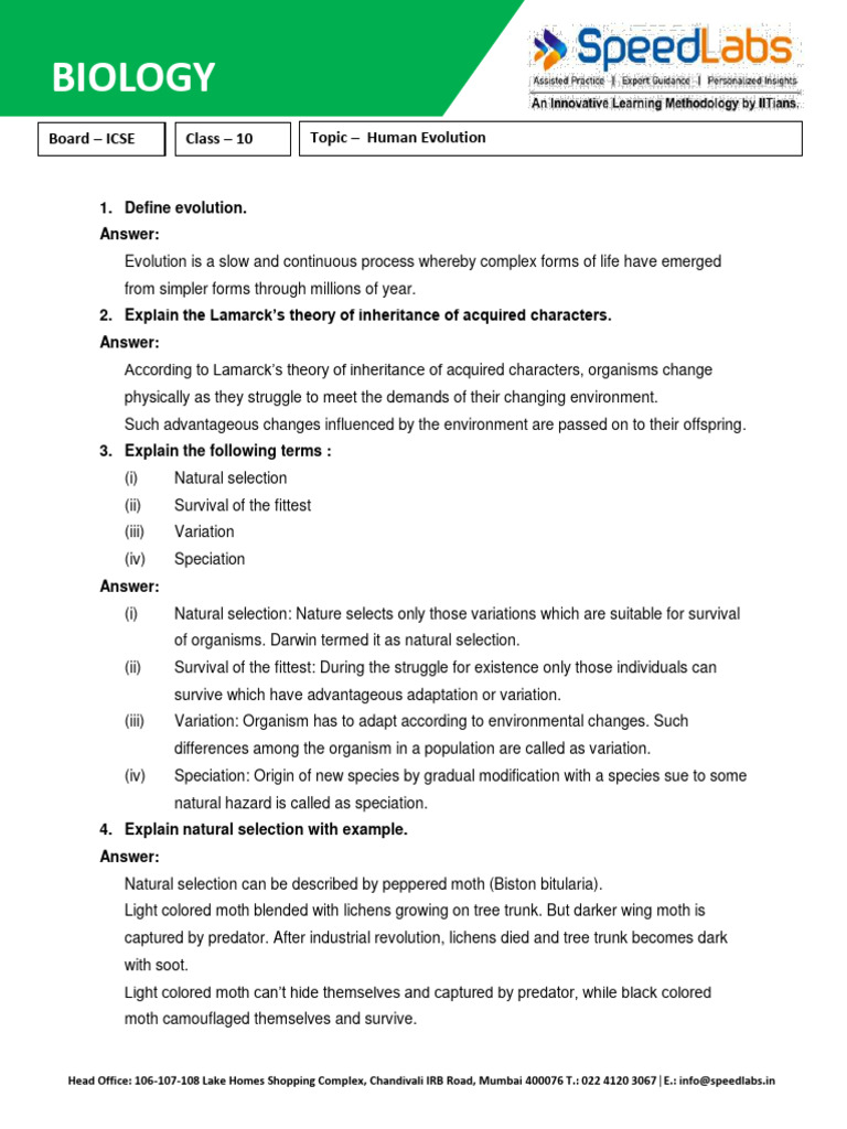 Human-Evolution Solved-Examples Solved-Example | PDF | Natural ...