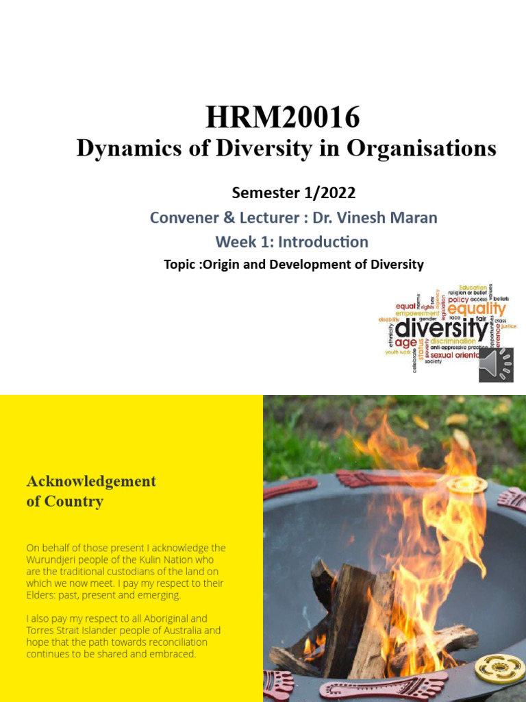 HRM20016 Lecture DR Vinesh Week 1 | PDF | Multiculturalism | Diversity (Business)