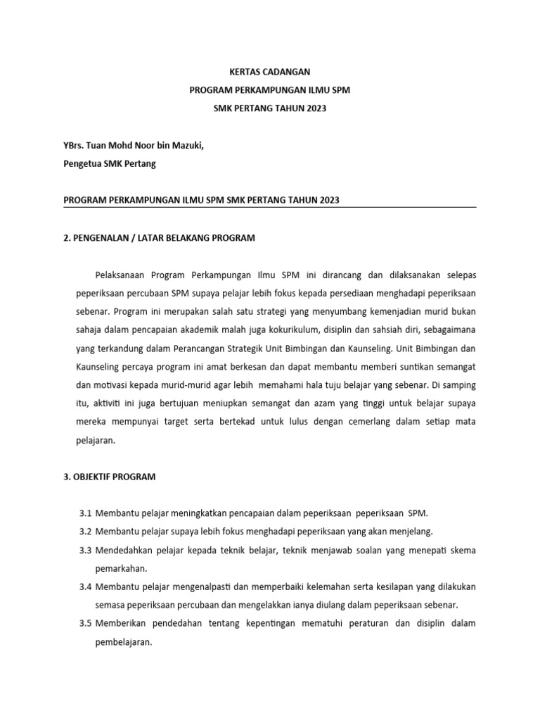 PROGRAM Perkampungan Ilmu | PDF