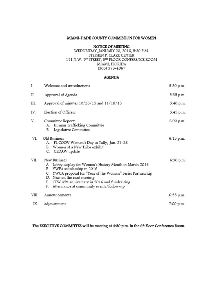 CFW Meeting Agendas and Supporting Documents Jan - March 2016 | PDF ...