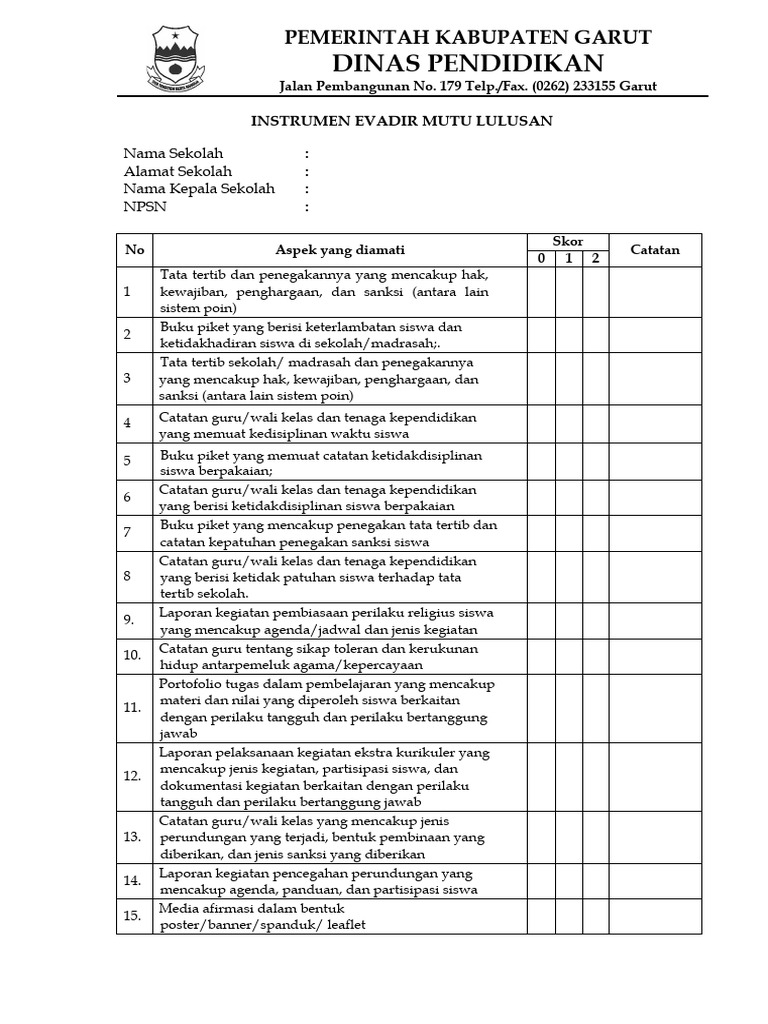 Instrumen Evadir Mutu Lulusan | PDF