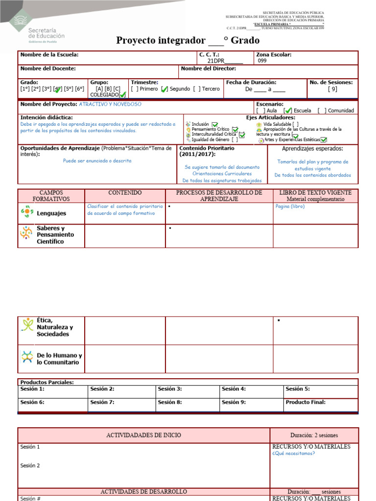 Formato de Proyecto Integrador | Descargar gratis PDF | Educación ...