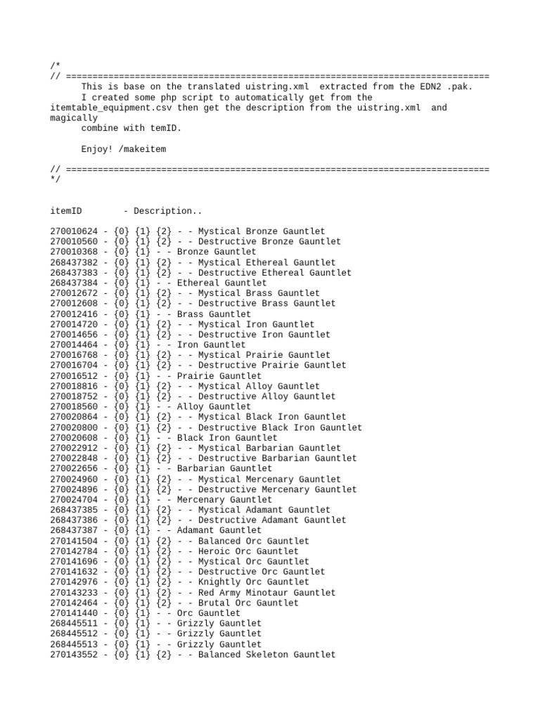Dragon Nest - Item Equipment List | PDF