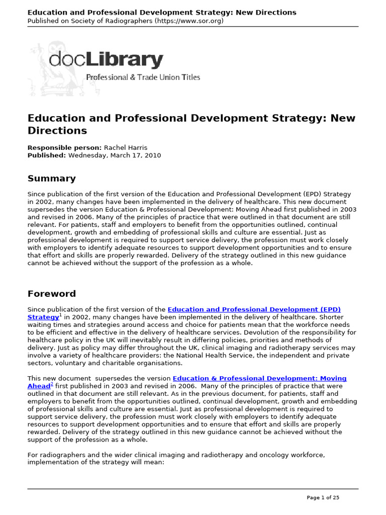 Education and Professional Development Strategy PDF | PDF | Health Care ...