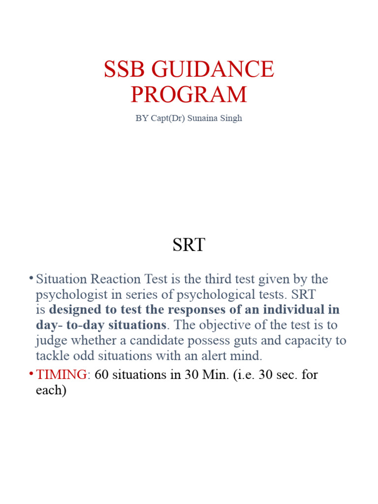 SSB Situation Reaction Test Guide | PDF