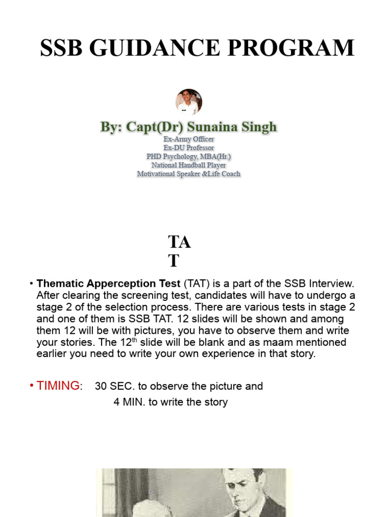 SSB Guidance Program: By: Capt (DR) Sunaina Singh | PDF