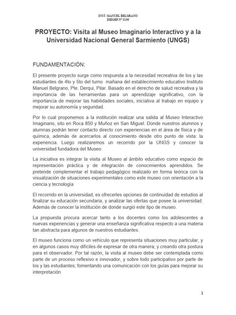 PROYECTO Museo Imaginario | PDF | Cognición | Aprendizaje