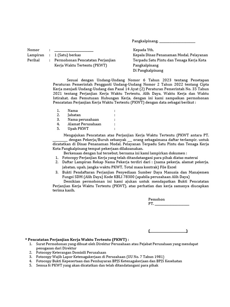 Pencatatan PKWT | PDF | Bisnis | Hukum