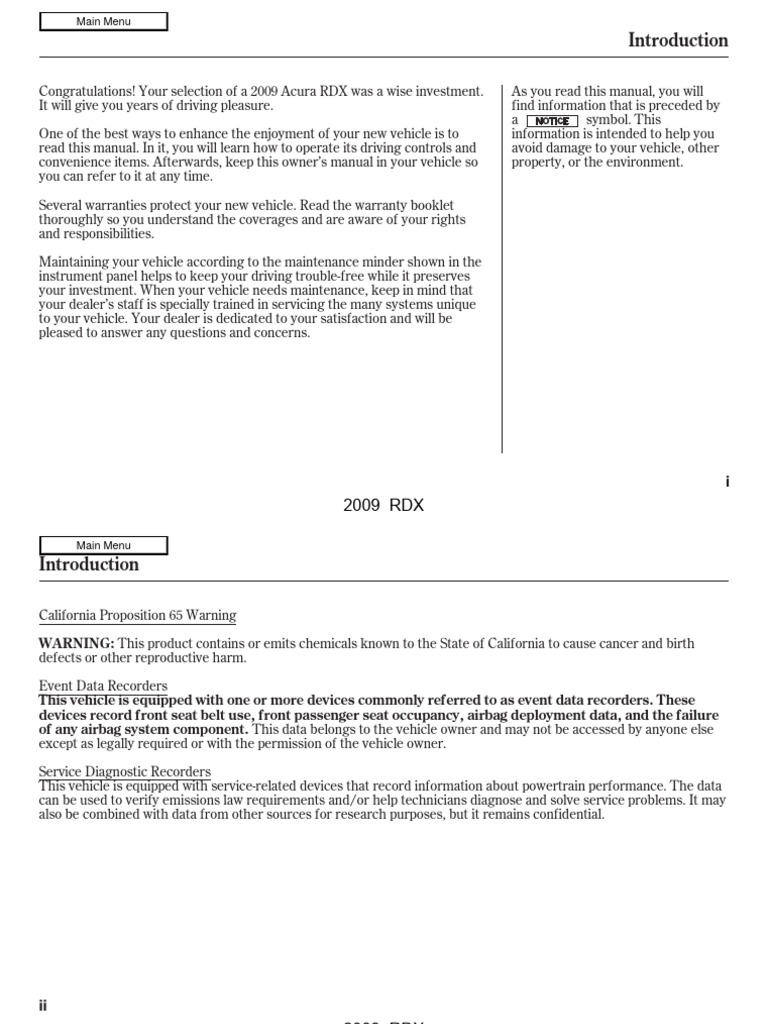 Manual Acura RDX | PDF | Airbag | Seat Belt