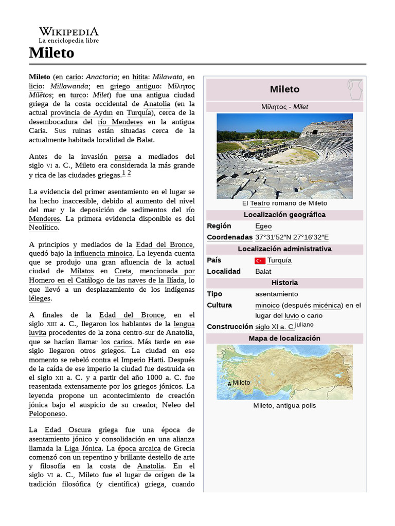 Mileto: Ciudad Griega Antigua en Turquía | PDF | Antigua Grecia