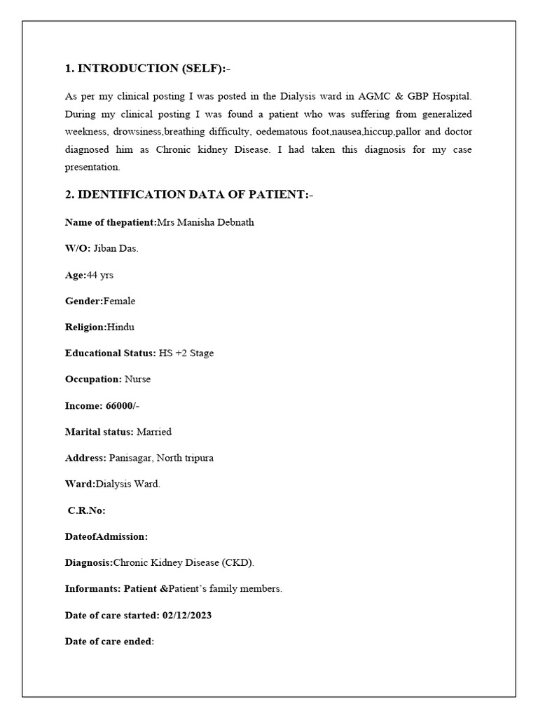 CKD Case PRESENTATION | PDF | Kidney | Chronic Kidney Disease