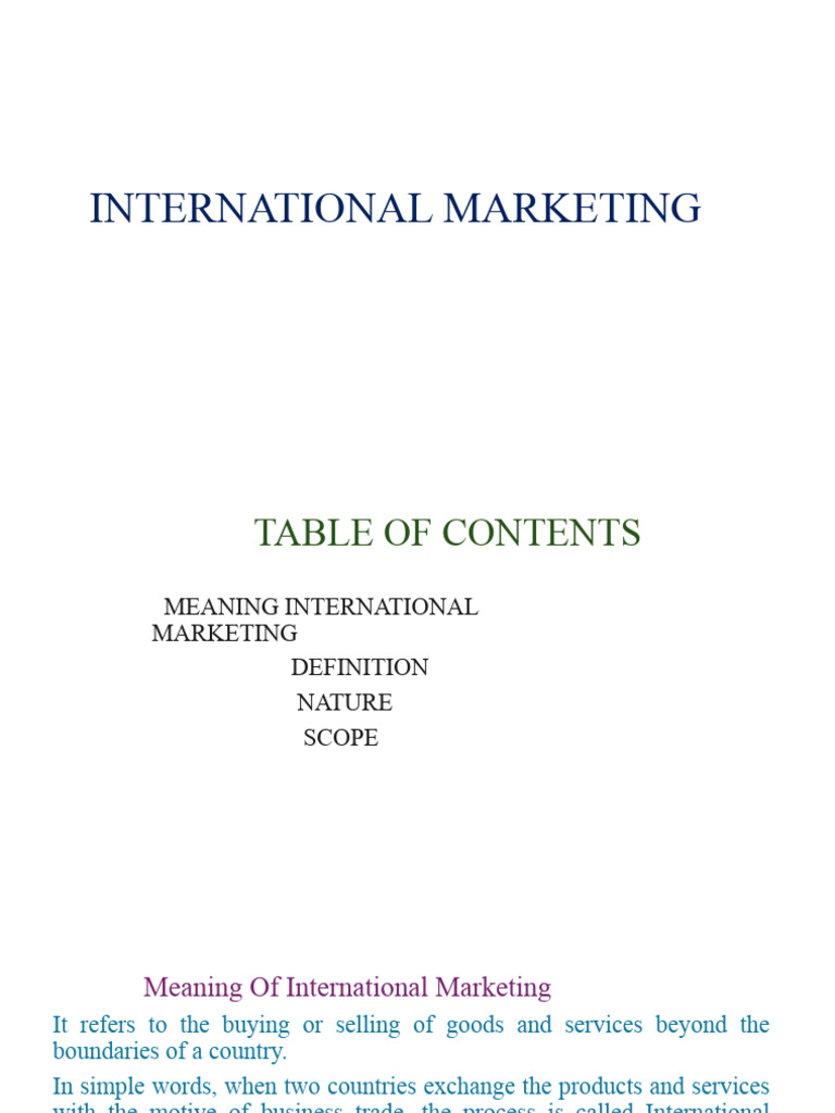 International Marketing | PDF | Marketing | Exports