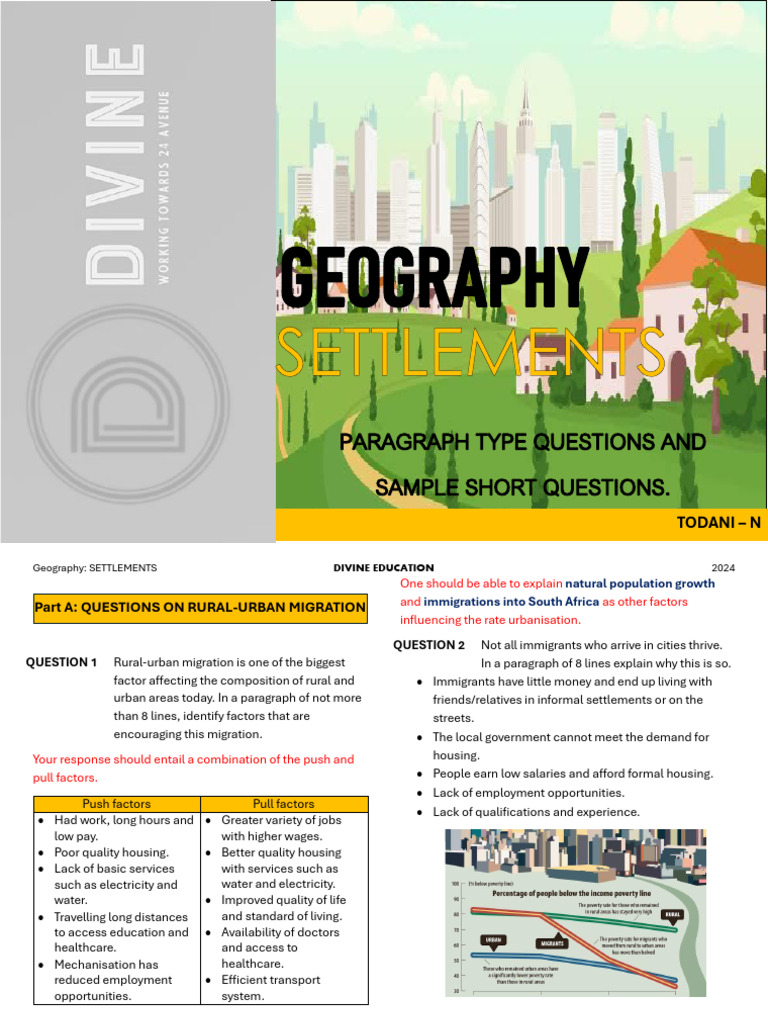 Grade 8 Settlement Geography Insights | PDF | Water Conservation ...