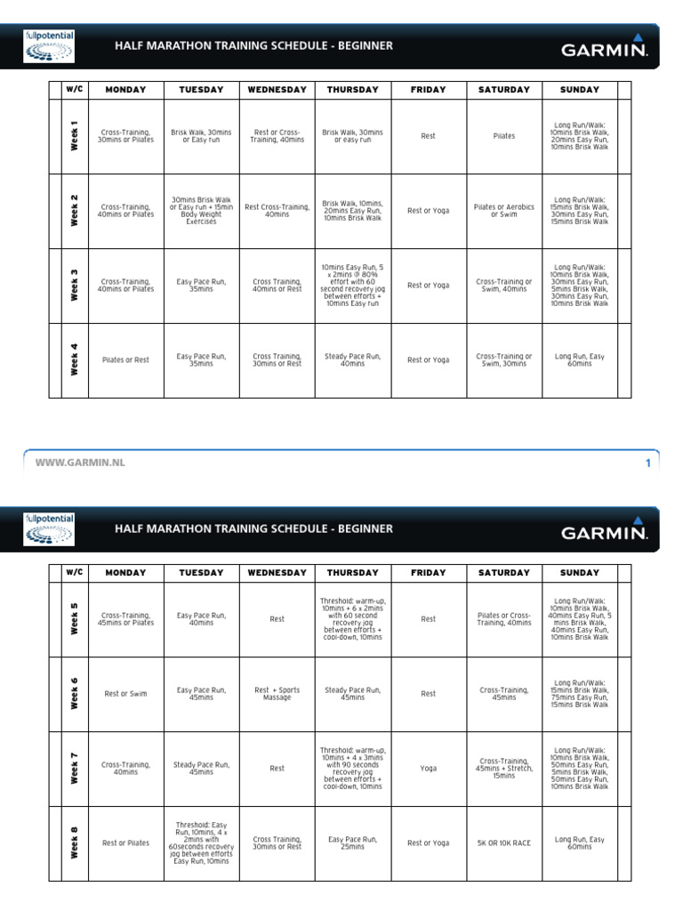 Half-Marathon-Training-Plan-Beginner-NL | PDF | Physical Exercise ...