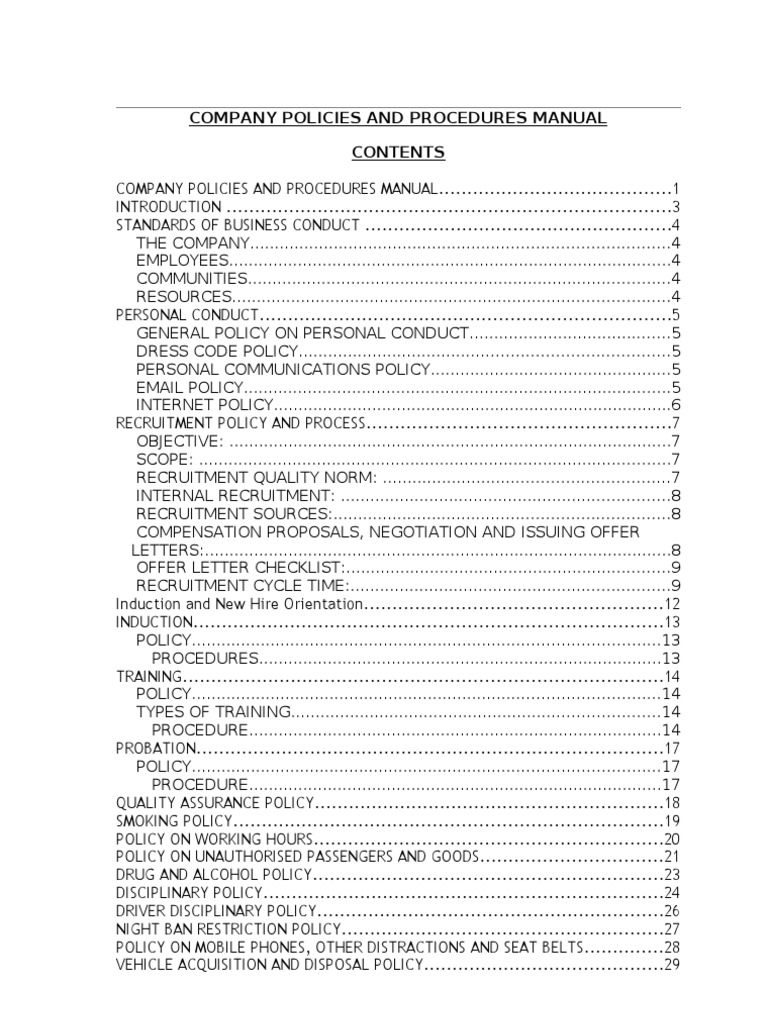 Company Policies and Procedures Manual | PDF | Recruitment | Employment