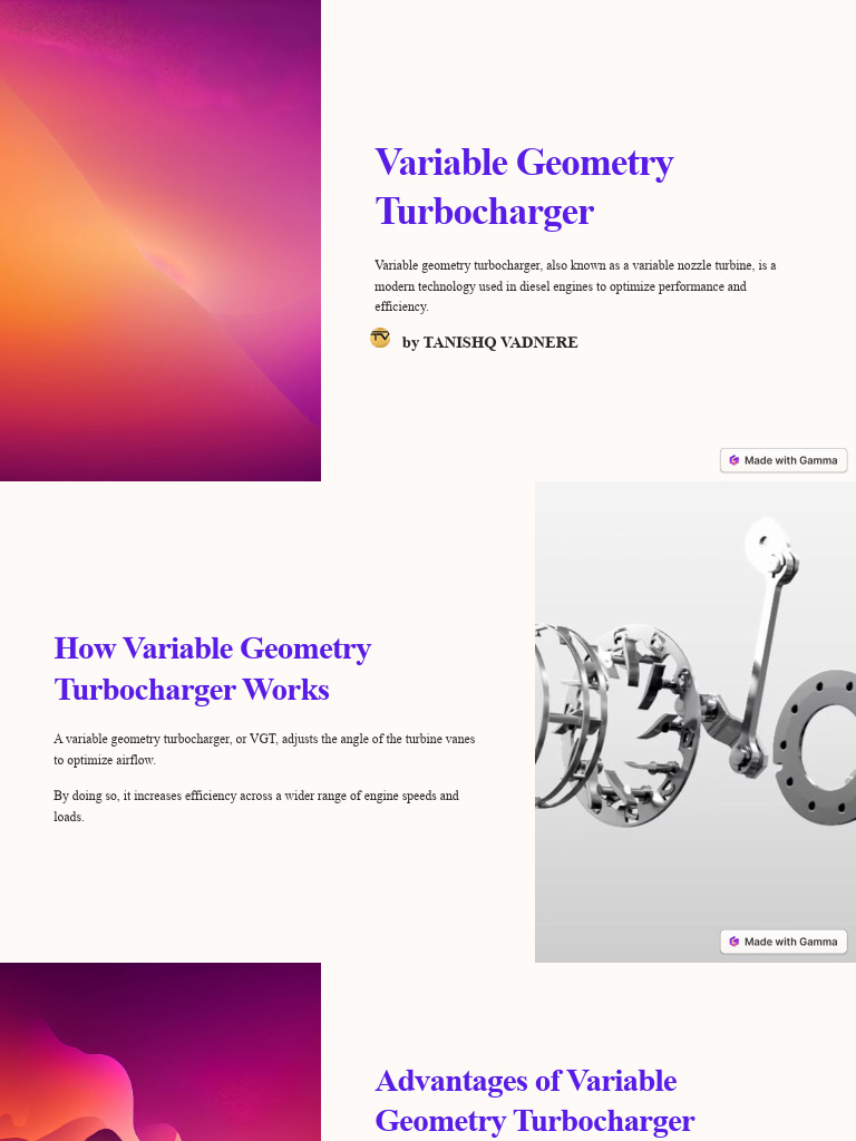 Variable Geometry Turbocharger | PDF | Turbocharger | Engines