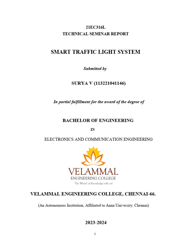 Seminar report Smart Traffic Light System | PDF | Traffic | Traffic Light
