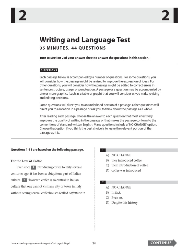 PSAT Test | PDF | Coffee | Drink