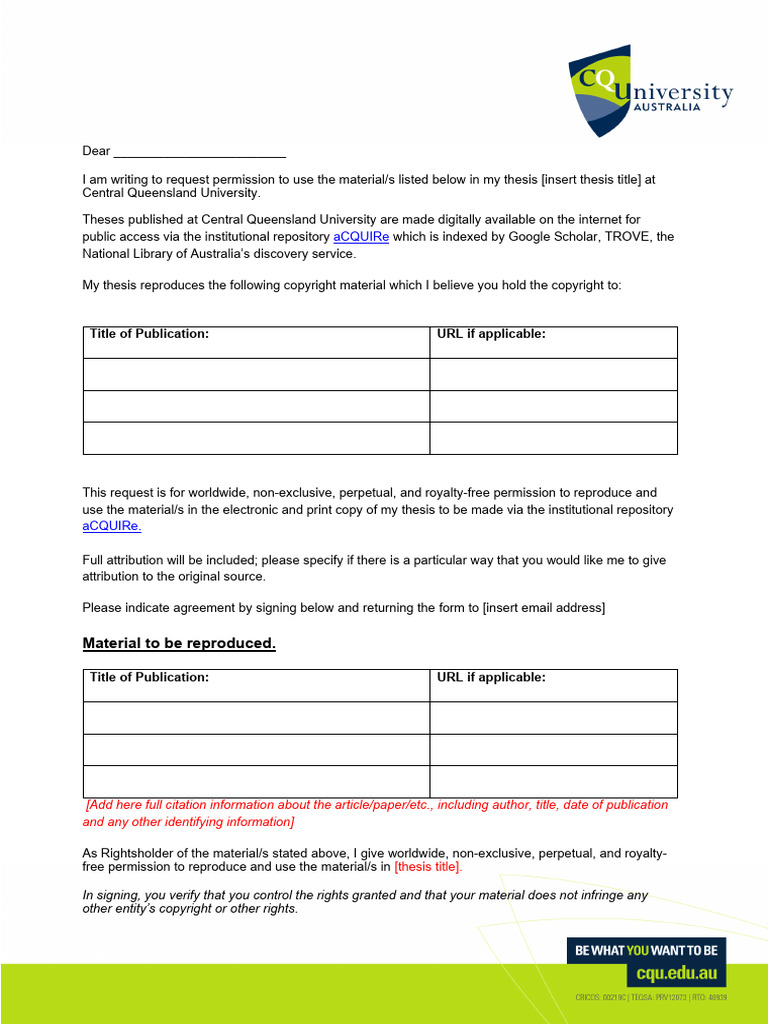 Copyright Permission Request Form | PDF