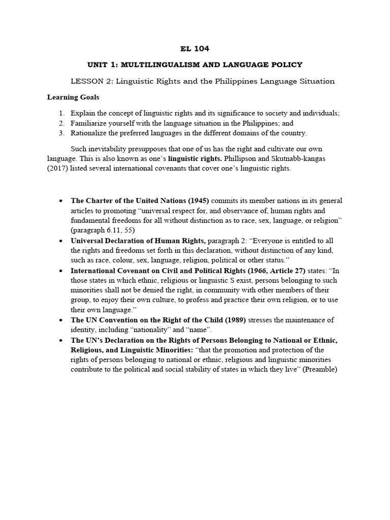 Linguistic Rights in the Philippines | PDF