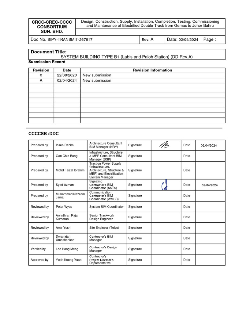 PQP Signature Page - System Building TYPE B1 DD Submission | PDF ...