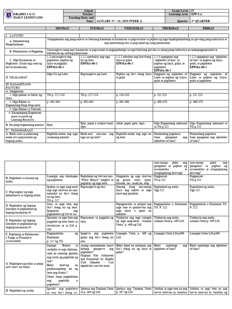 DLL - Epp 4 - Q4 - W2 | PDF