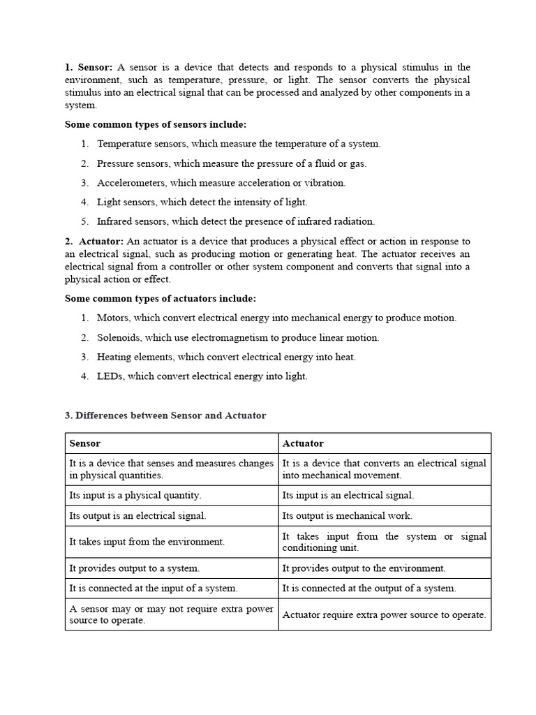 Sensors and Actuator Notes | PDF | Electric Motor | Actuator