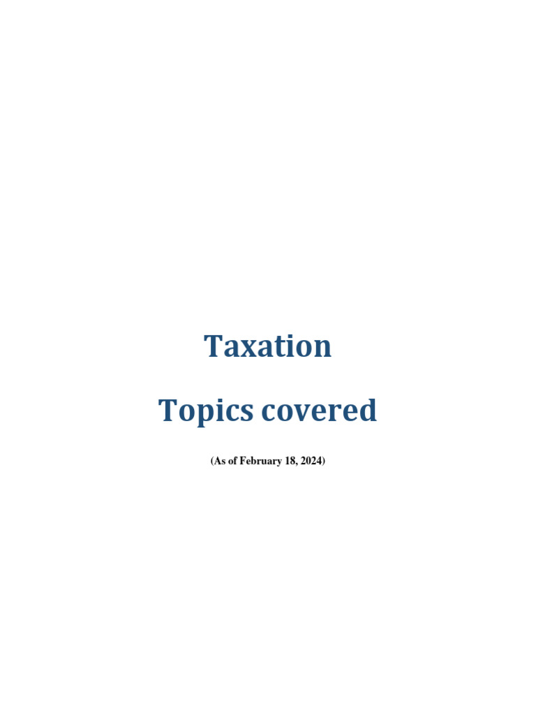 Taxation - Topics Covered | PDF | Taxes | Income Tax