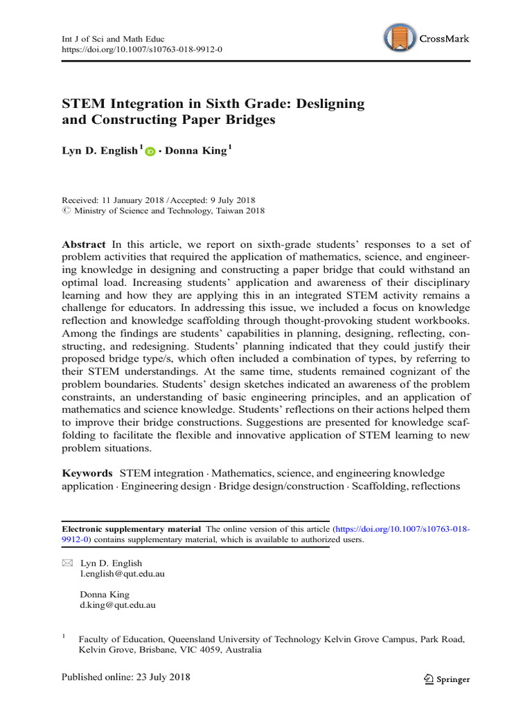 Sixth Grade STEM: Building Paper Bridges | PDF | Science, Technology ...