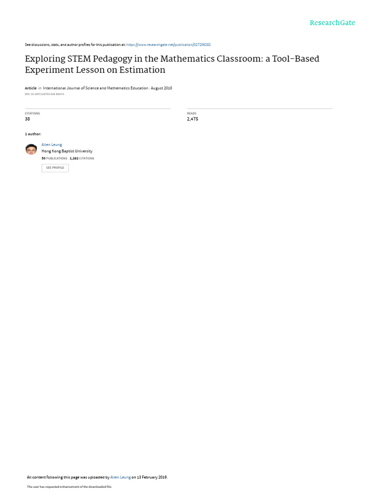 STEM - Example - Leung (2018) | PDF | Inquiry Based Learning | Pedagogy