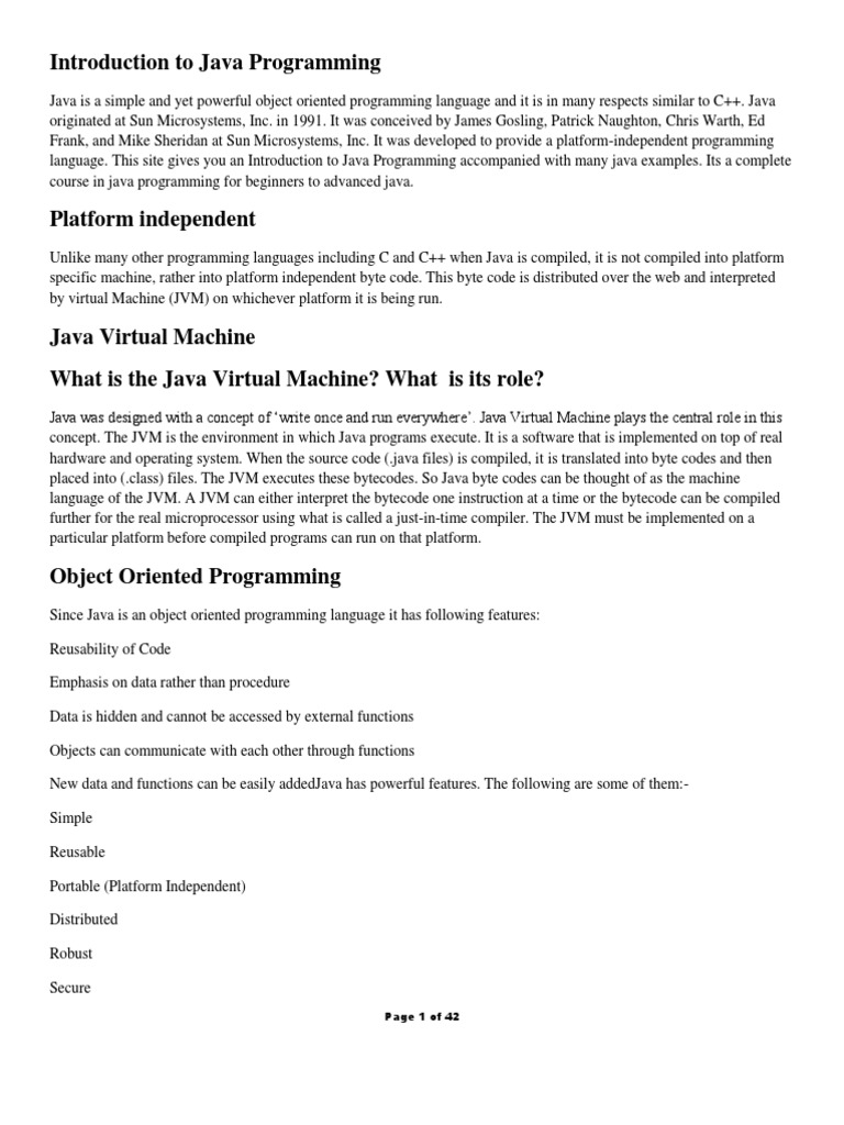 Introduction To Java Programming Pdf Class Computer Programming Java Programming Language