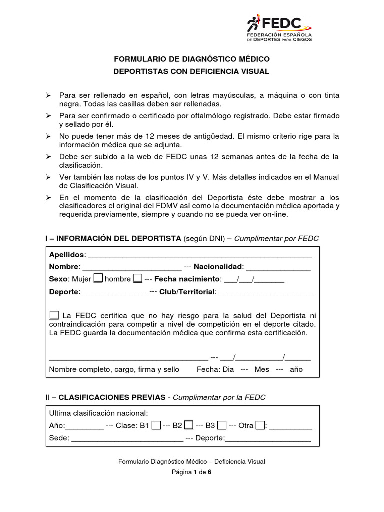 Formulario de Diagnostico Medico - FEDC | Descargar gratis PDF ...