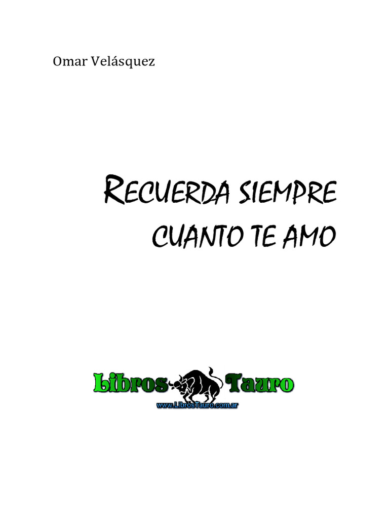 Velasquez, Omar - Recuerda Siempre Cuanto Te Amo | PDF | Amor | Memoria