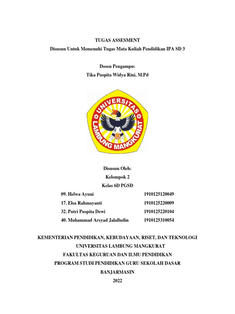 Assessment Kelompok 2 Pend Ipa SD 3 | PDF | Sains & Matematika