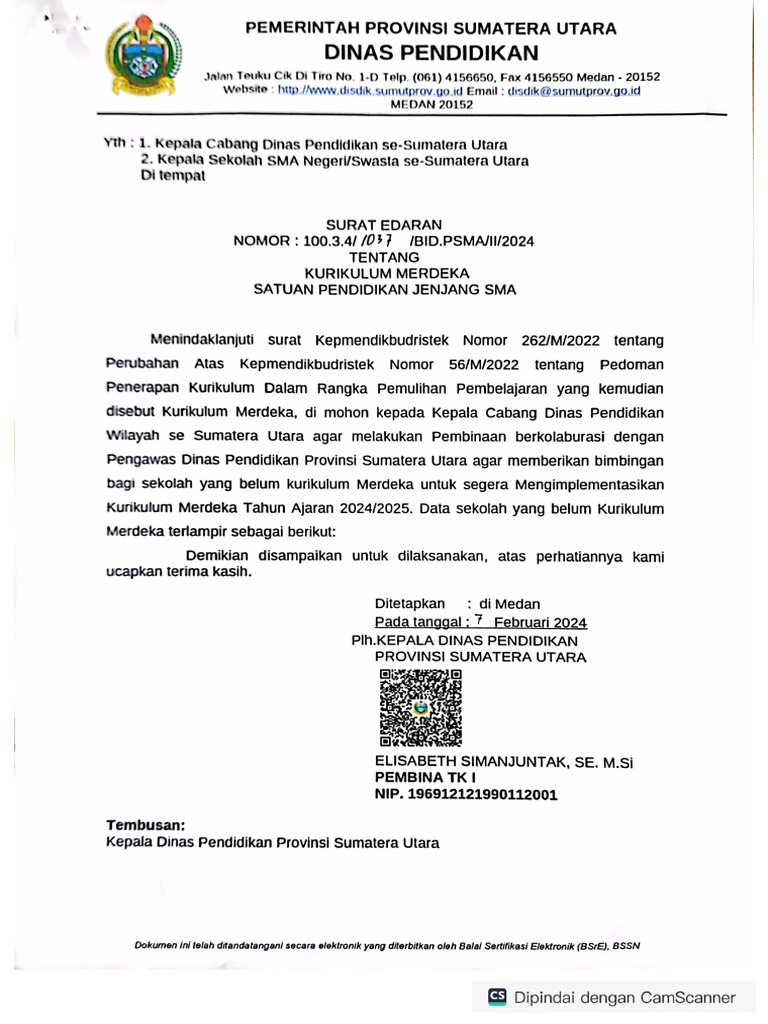 Surat Edaran Kurikulum Merdeka | PDF