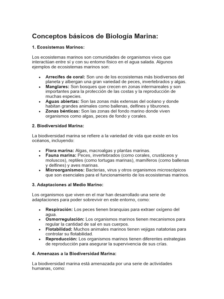 Conceptos Básicos de Biología Marina | PDF | Biología Marina | Organismos