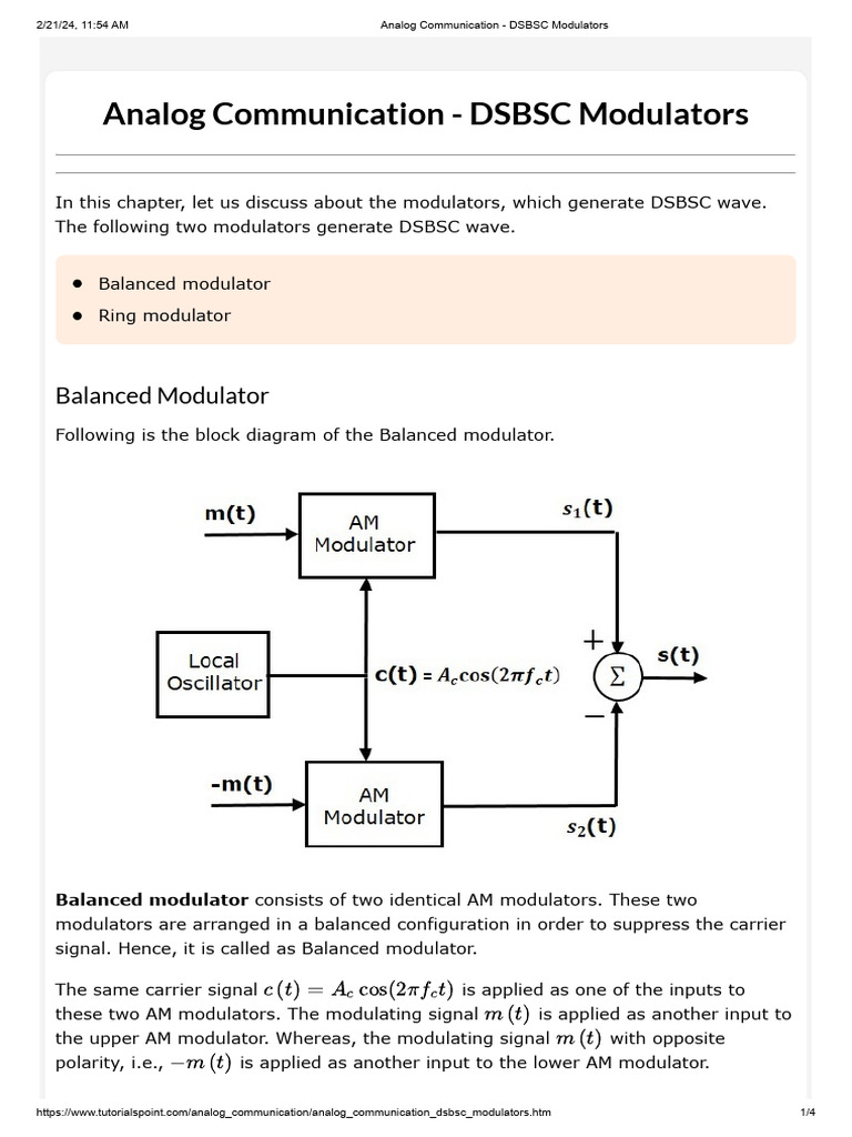 Analog Communication - DSBSC Modulators2 | PDF | Modulation | Electricity